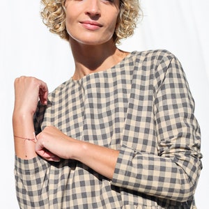 Long Sleeve Loose Fit Smock Dress in Organic Cotton MILANA / OFFON ...