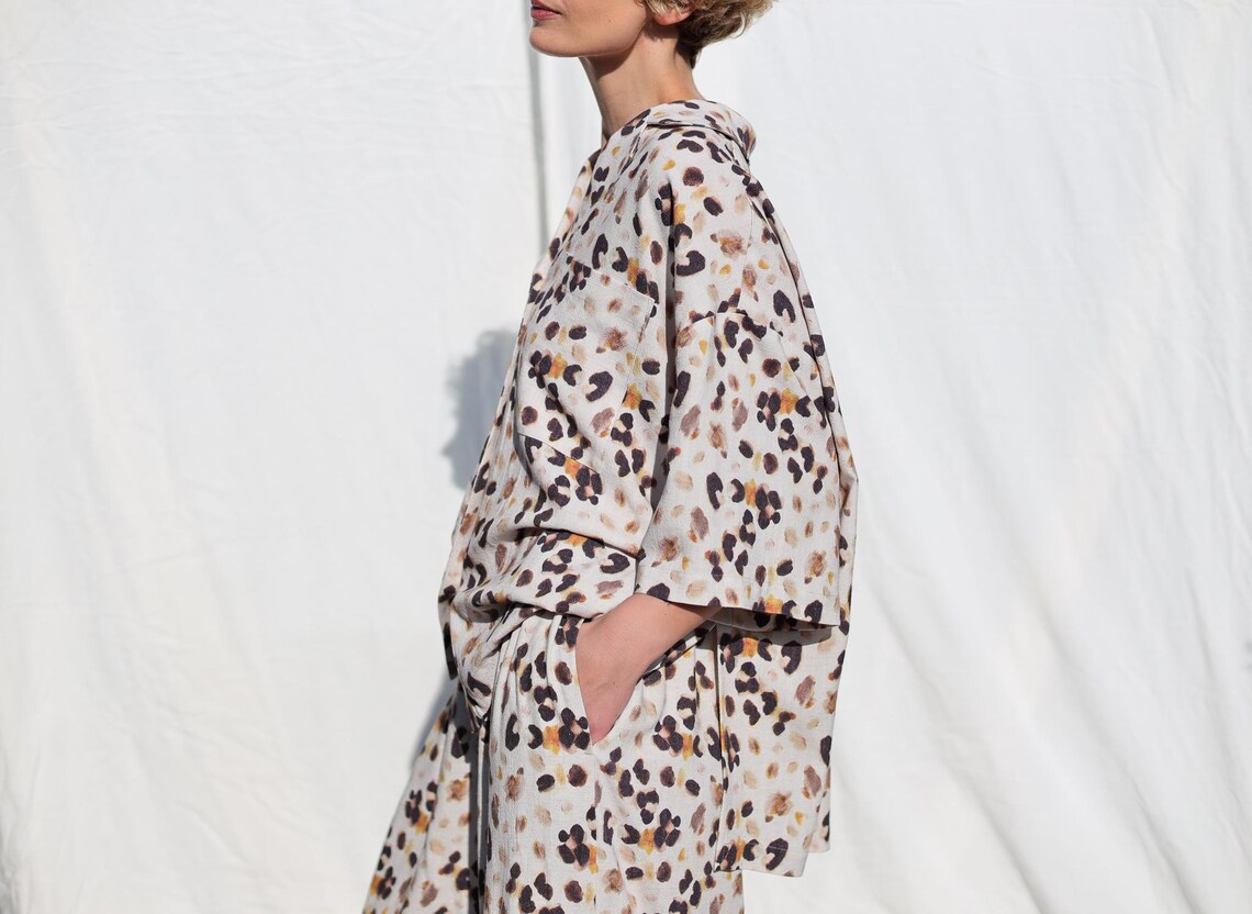 Oversize Animal Print Viscose Linen Blend Oversized Shirt LYKKE • OFFON ...