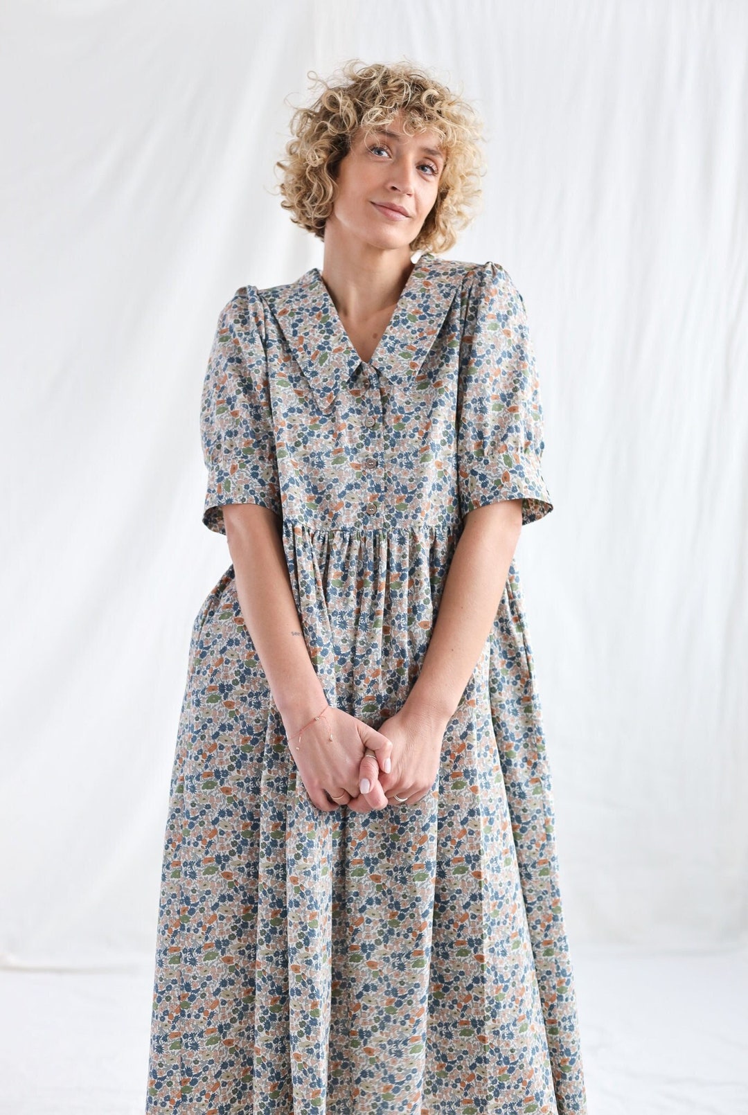 Sailor Collar Floral Print Dress AVRIL / OFFON CLOTHING - Etsy