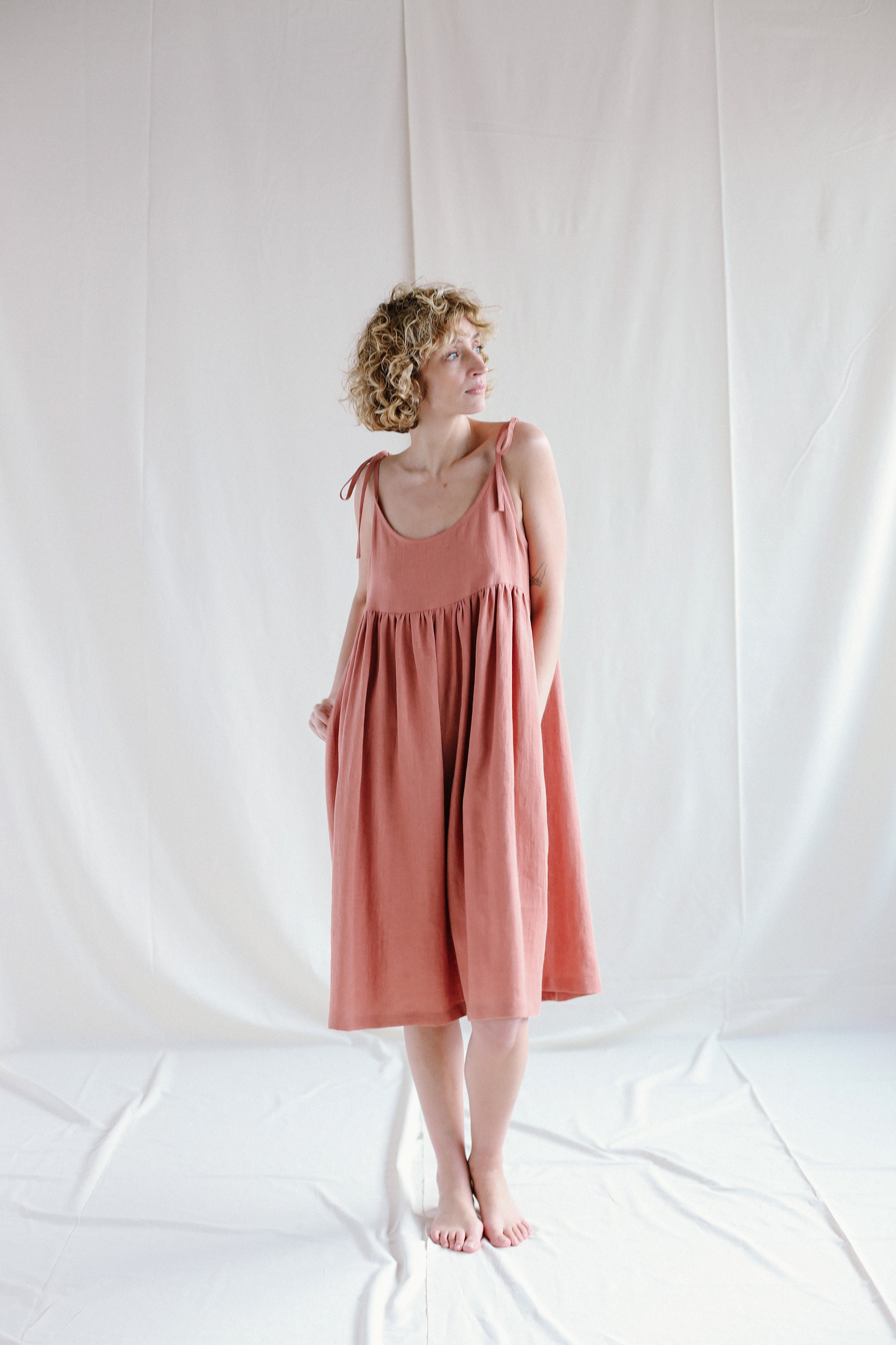 Tie Strap Linen Sundress / Handmade by OFFON Clothing | Etsy
