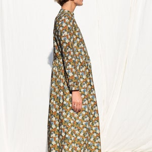 Floral Piccadilly Poplin Grandad Collar Button Through Shirtdress CORA ...