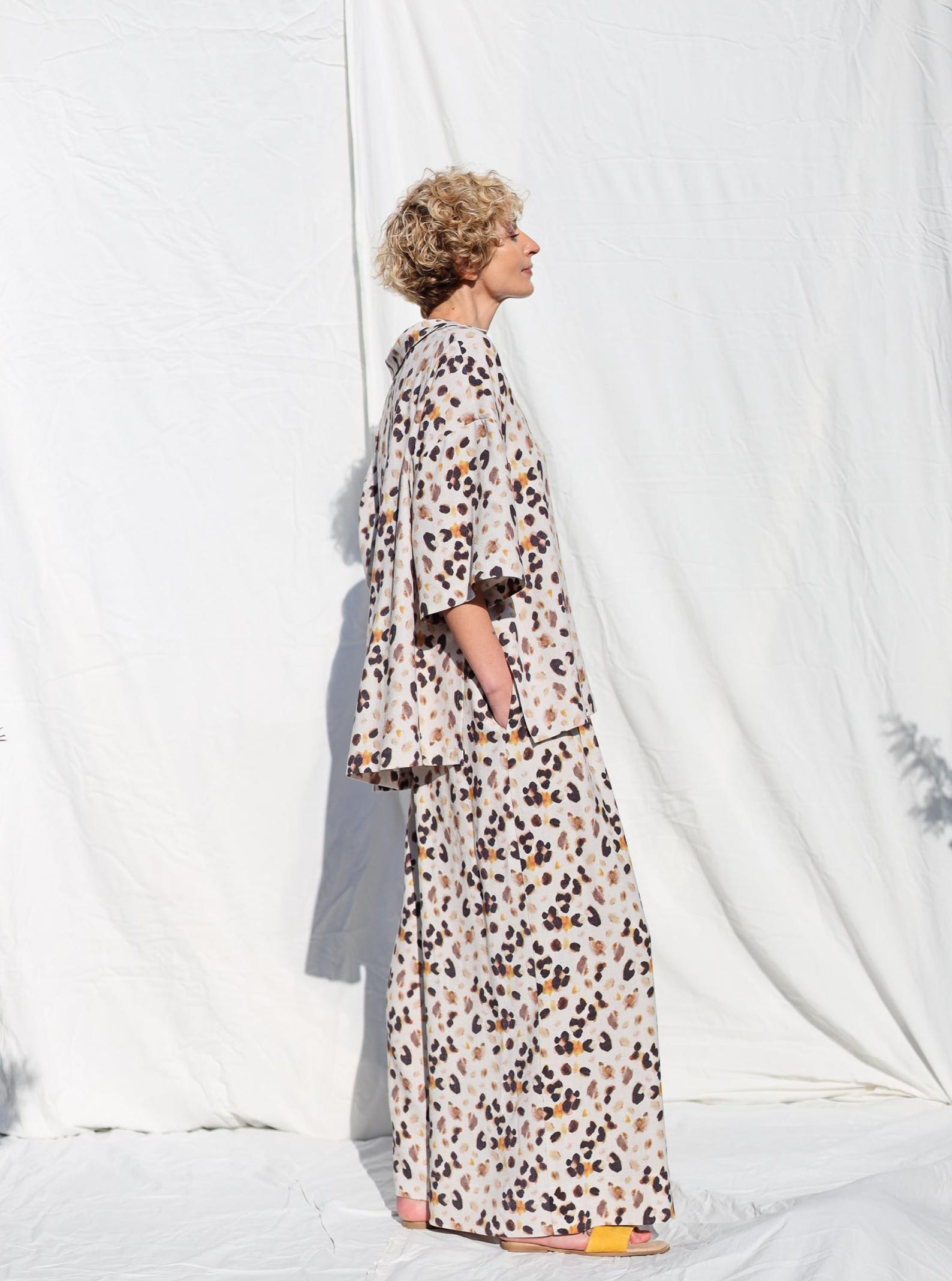 Oversize Animal Print Viscose Linen Blend Oversized Shirt LYKKE • OFFON ...