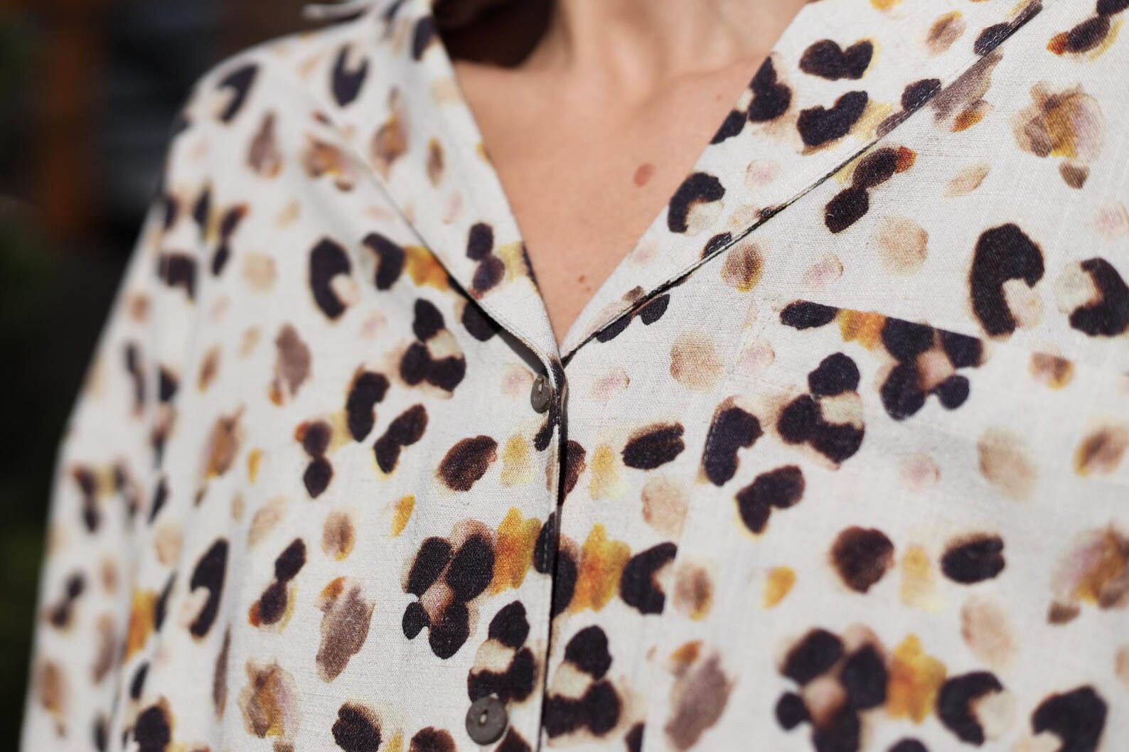 Oversize Animal Print Viscose Linen Blend Oversized Shirt LYKKE • OFFON ...