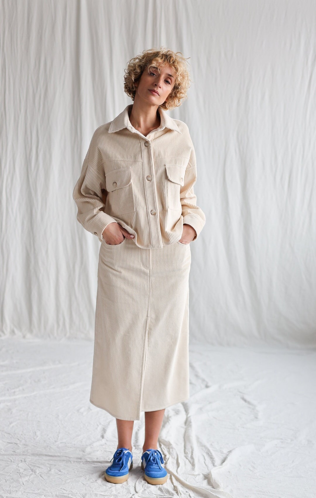 Wide Cord Oversized Jacket in Ivory Color • OFFON Clothing - Etsy