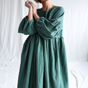 Oversized Voluminous Sleeves Linen Dress GRETA • OFFON CLOTHING - Etsy