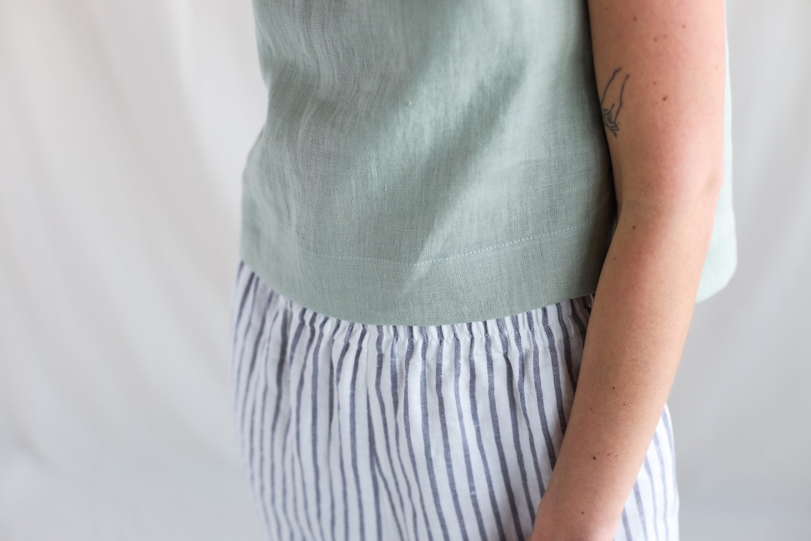 Linen Sleeveless Top. Cropped Hem Linen Blouse. Handmade by | Etsy