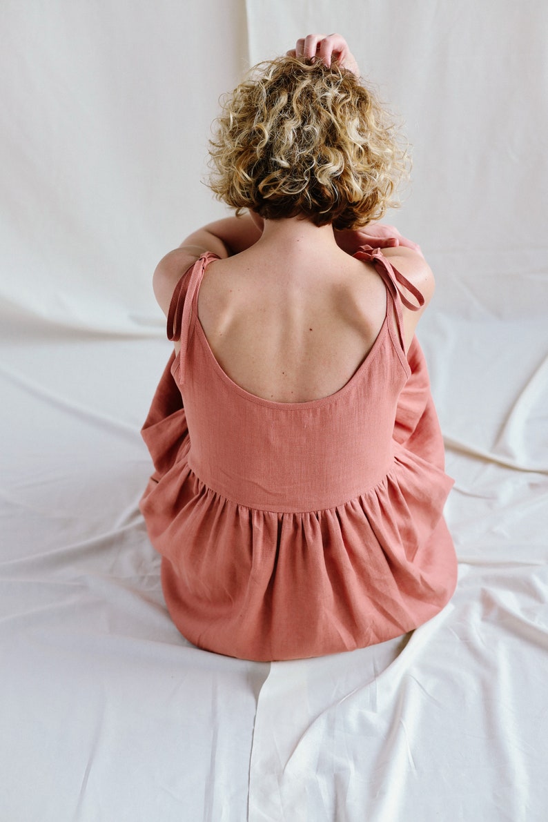 Tie Strap Linen Sundress / Handmade by OFFON Clothing - Etsy