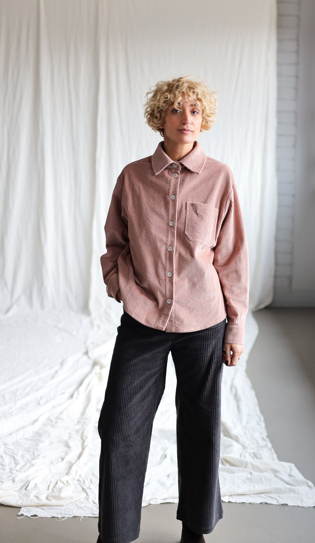 Old Rose Wide Cord Overshirt OFFON Clothing - Etsy