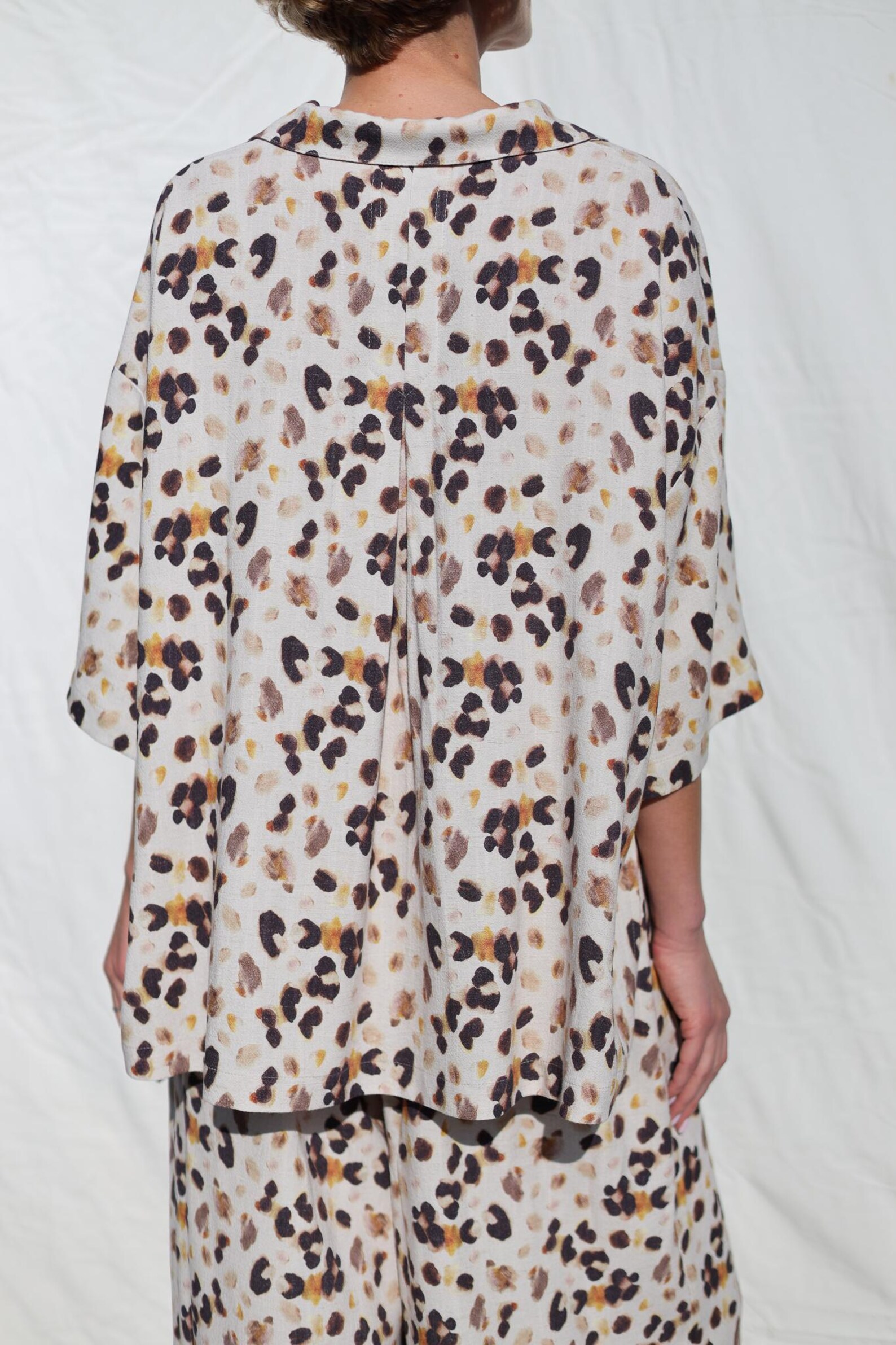 Oversize Animal Print Viscose Linen Blend Oversized Shirt LYKKE • OFFON ...