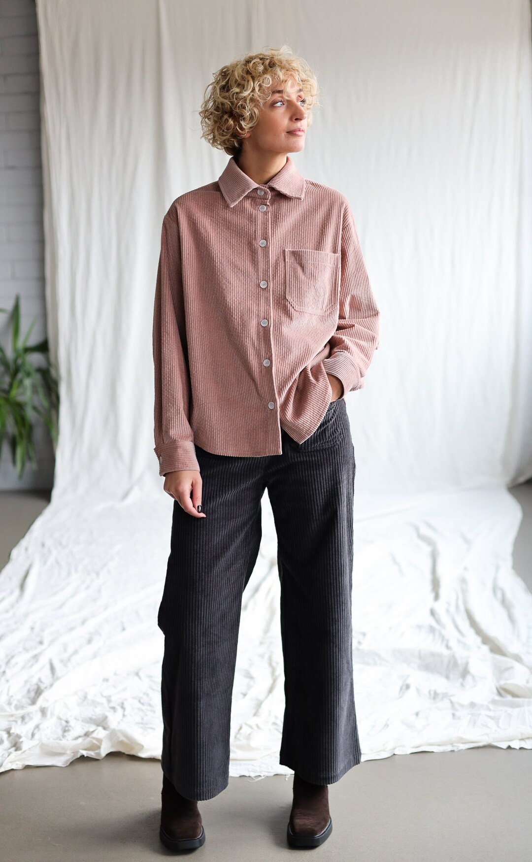 Old Rose Wide Cord Overshirt • OFFON Clothing - Etsy