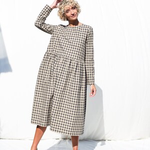 Long Sleeve Loose Fit Smock Dress in Organic Cotton MILANA / OFFON ...