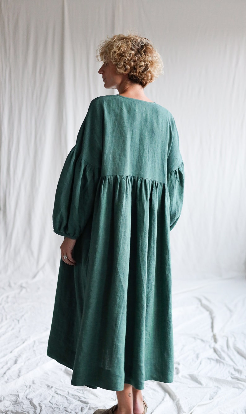 Oversized Voluminous Sleeves Linen Dress GRETA • OFFON CLOTHING - Etsy