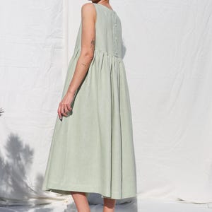 Sleeveless Linen Smock Dress in Sage Green Color • OFFON CLOTHING - Etsy