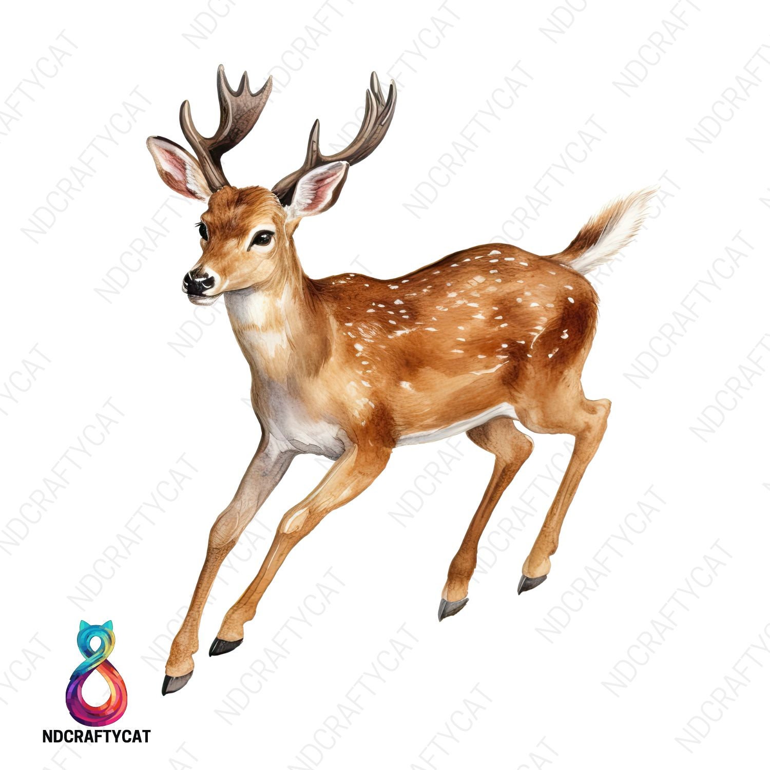 Retro Watercolor Deer Clipart, Vintage Woodland Animal Graphics ...