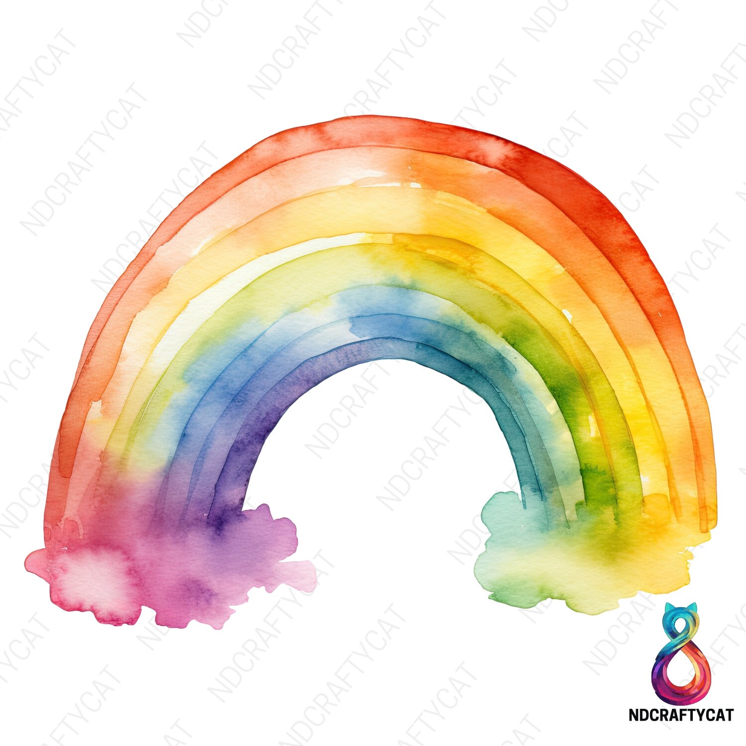 Watercolor Rainbow Clipart Colorful Rainbow PNG Files - Etsy