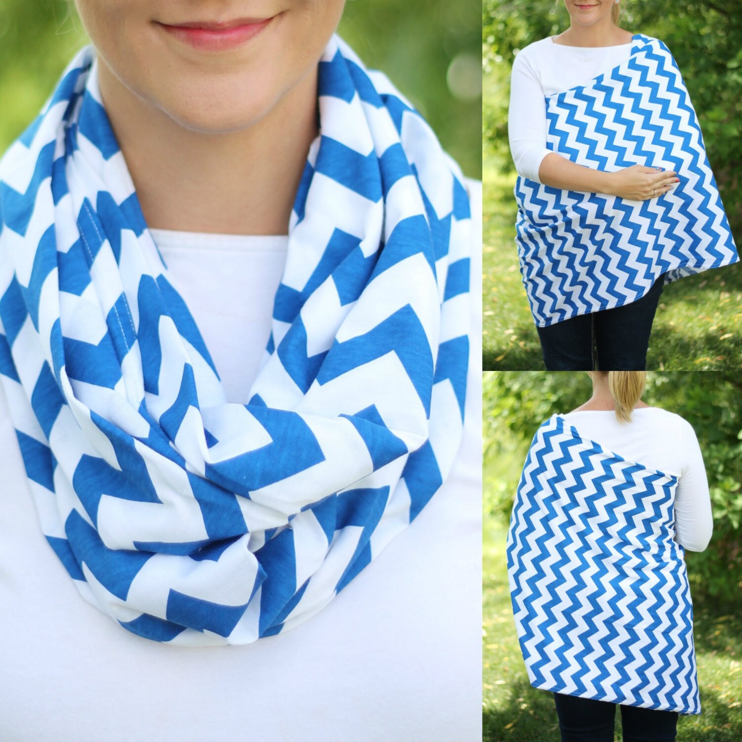 READY TO SHIP Hold Me Close Nursing Scarf Royal Blue Chevron, Nursing ...