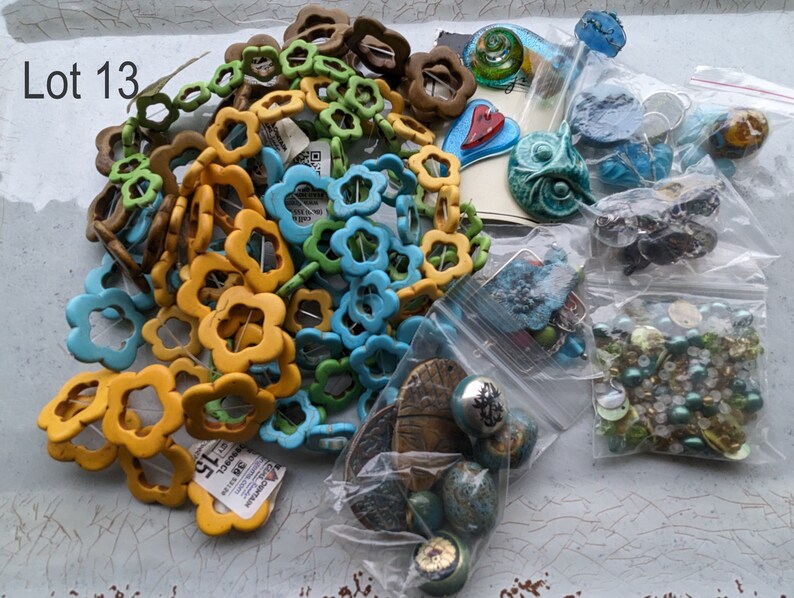 30 Dollar DESTASH Lot 13 & 14 Bulk Buttons and Artisan Beads, Stone ...