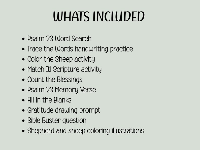 Psalm 23 Activity Placemat Printable | Christian Kids Bible Worksheet ...