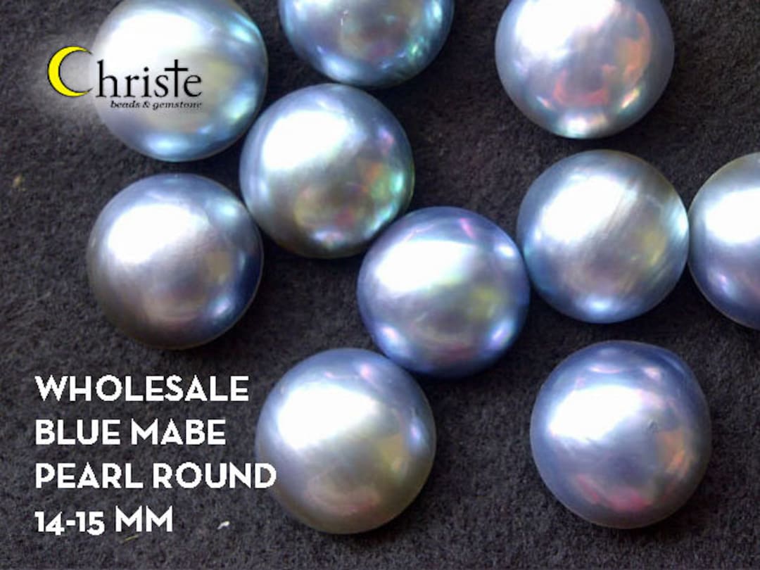 WHOLESALE 100pcs Blue Mabe Pearl Round 14-15mm - Etsy