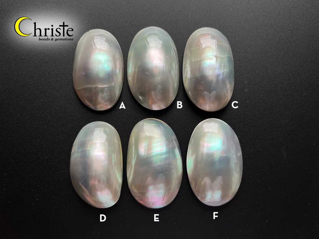 Silver Grey Bluish Osmena Pearl Shell Cabochon Oval Freeform 40-45mm ...