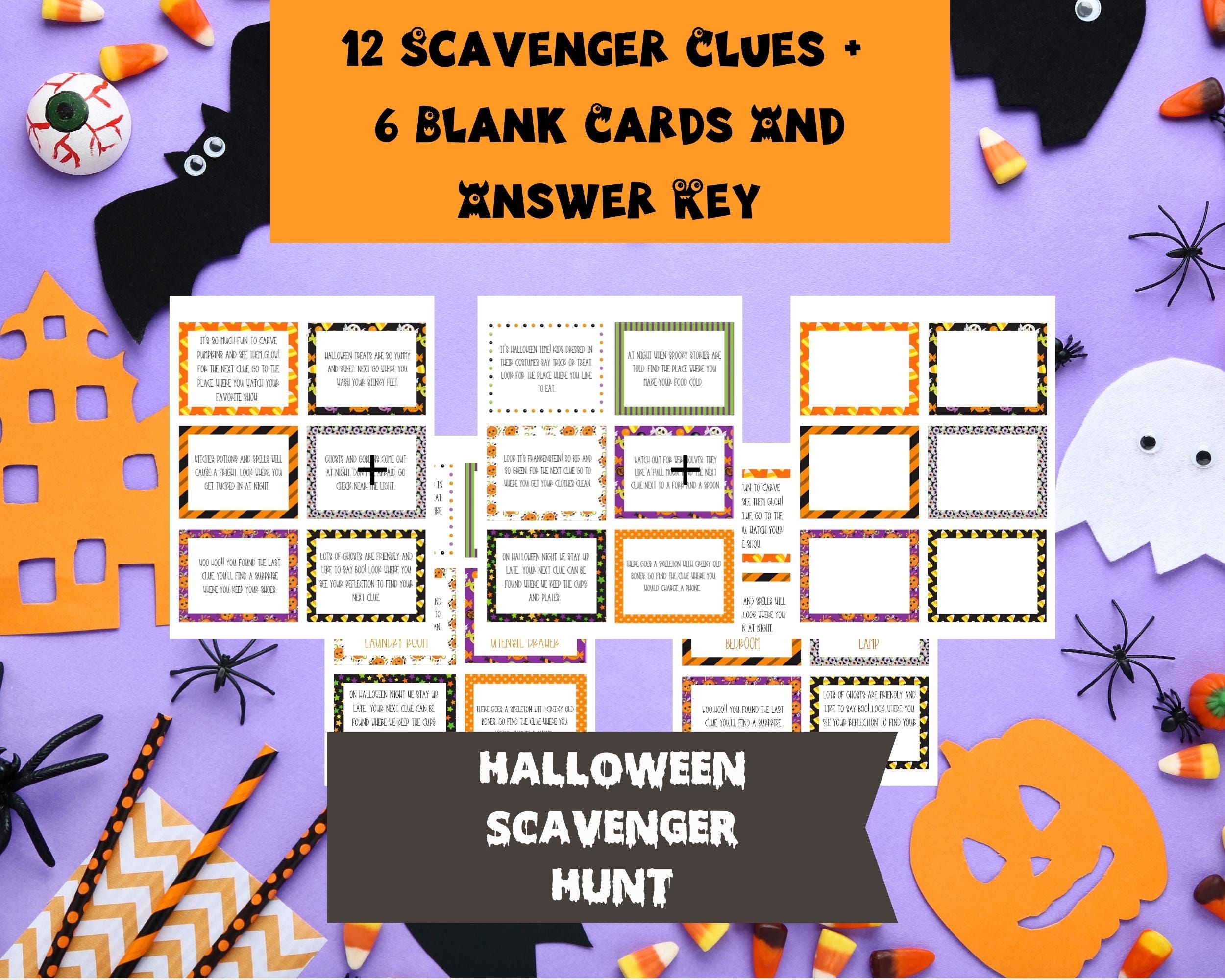 Halloween Scavenger Hunt, Kids Treasure Hunt Clues, Children Halloween ...