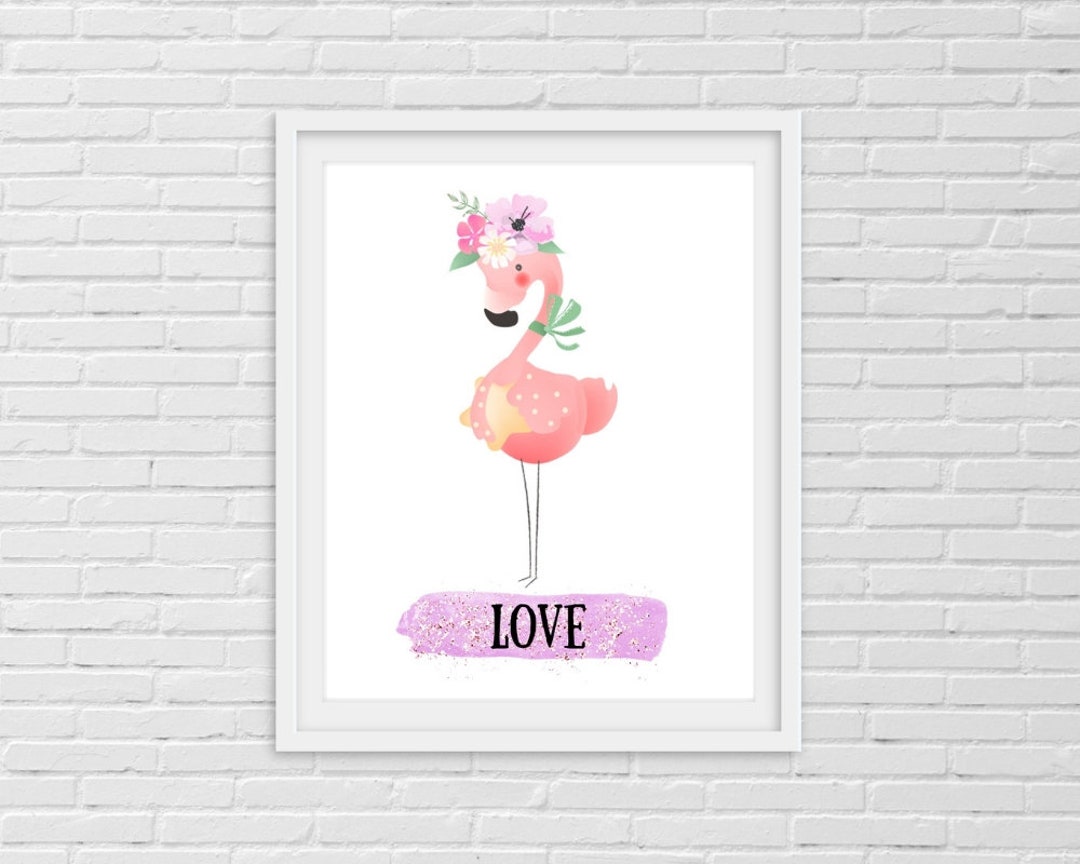 Pink Flamingo Nursery Print, Nursery Wall Decor, Girls Room Decor ...