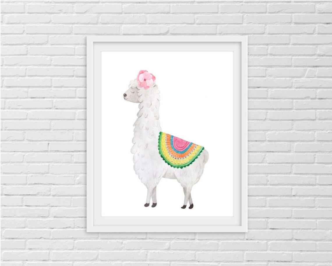 Baby Llama Nursery Decor Print, Farm Animal Nursery Alpaca Print, Llama ...