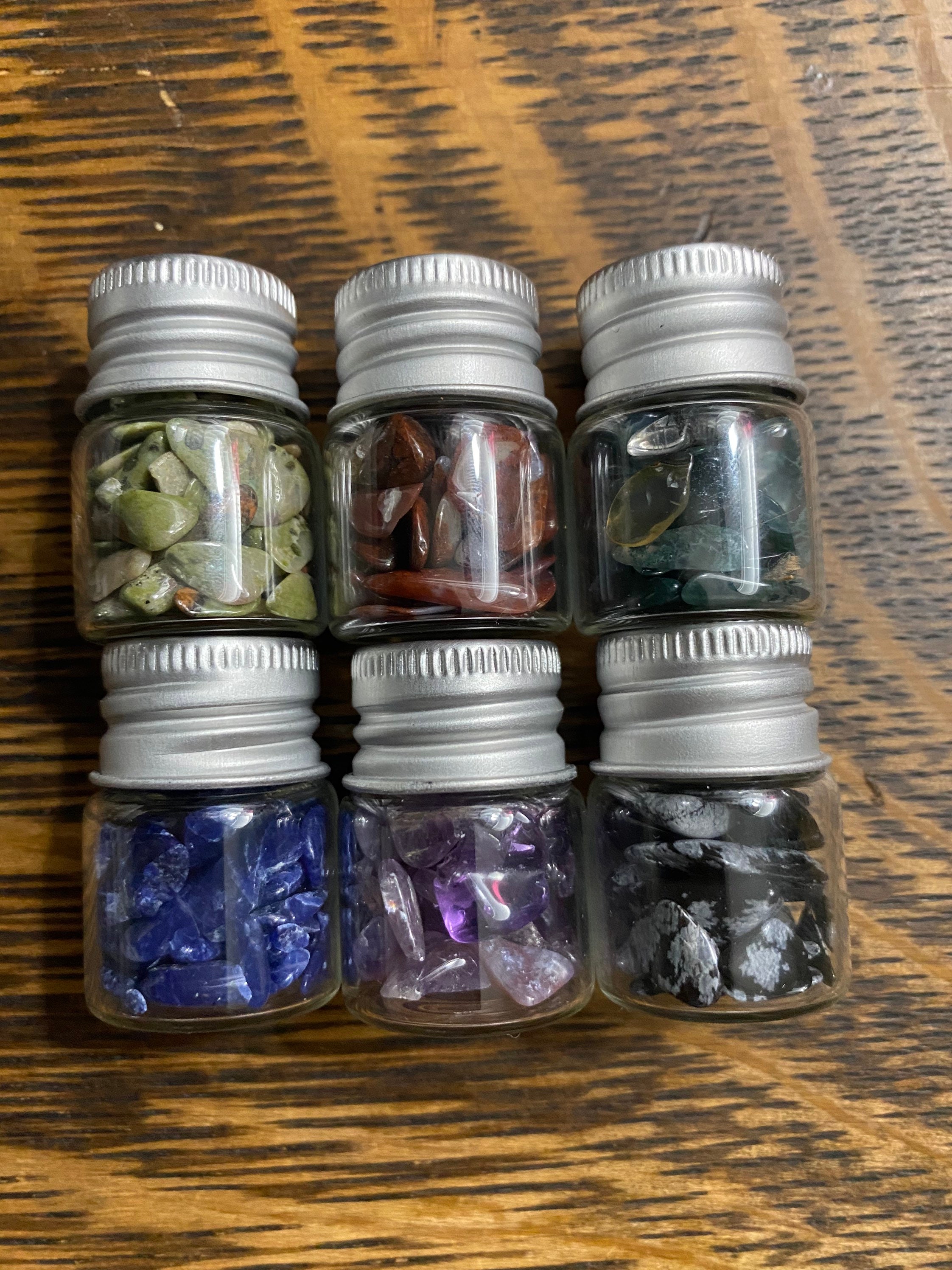 Little Bottles of Rocks, 1 Inch Glass Jars of Polished Stones, Crystals ...