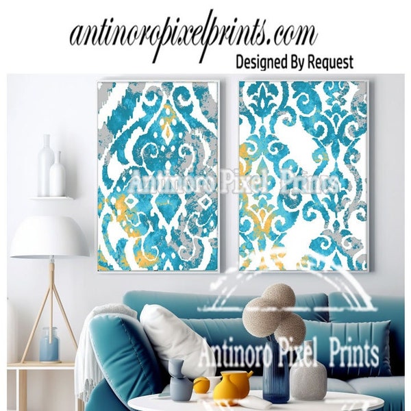 Teal Yellow Gray - Etsy