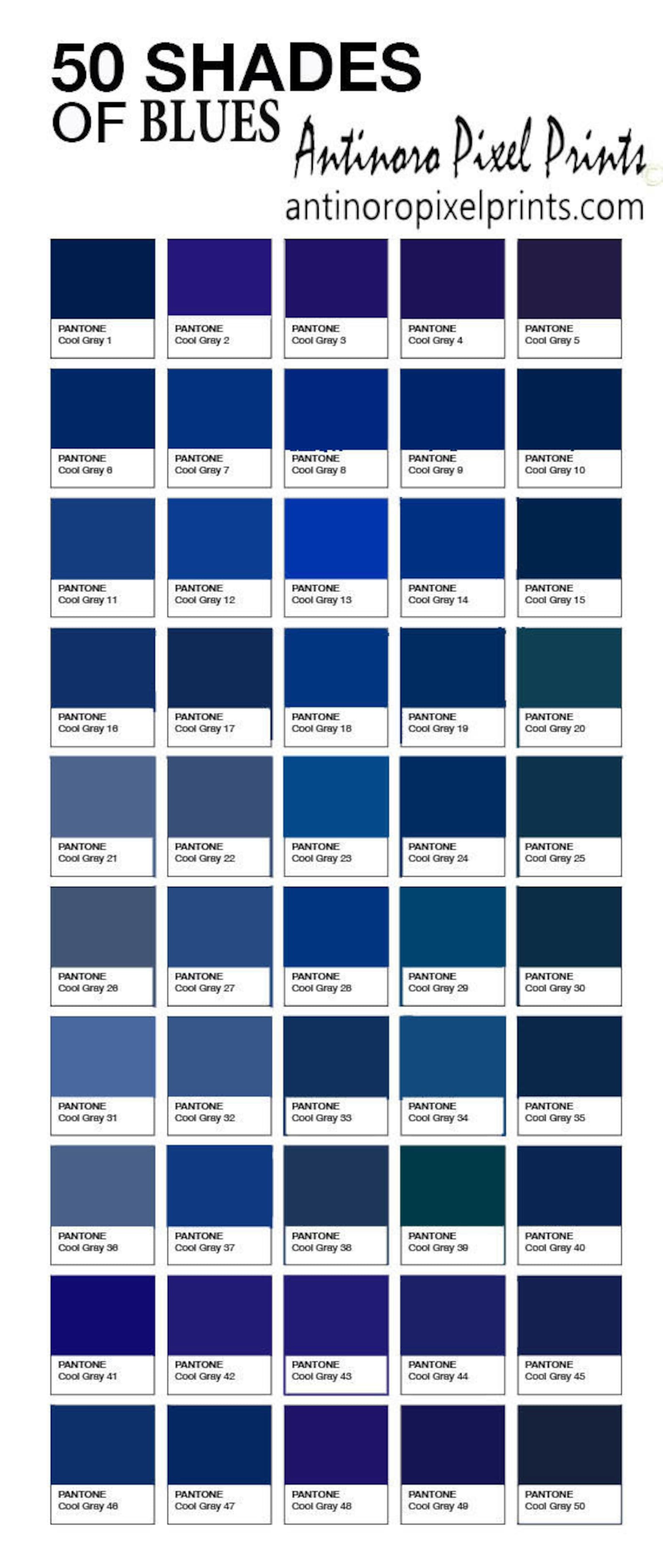 Choose Your Blue Art Color Card on Listing - Etsy