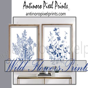 Farm House Wild Flowers Blue White Wall Art Set Includes 2 - Etsy