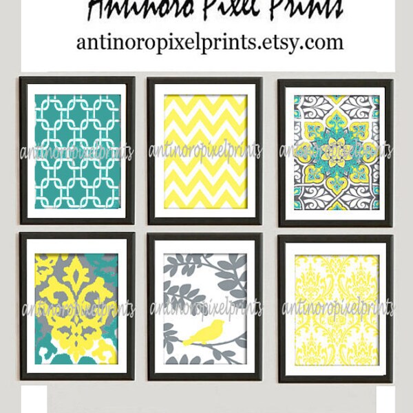 Teal Yellow Gray - Etsy