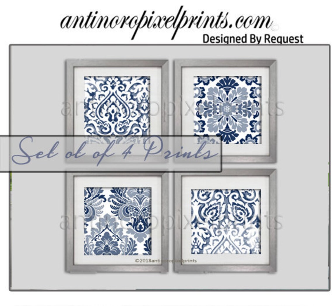 Art Indigo Watercolor Indigo Blue White Prints Graphic Art | Etsy