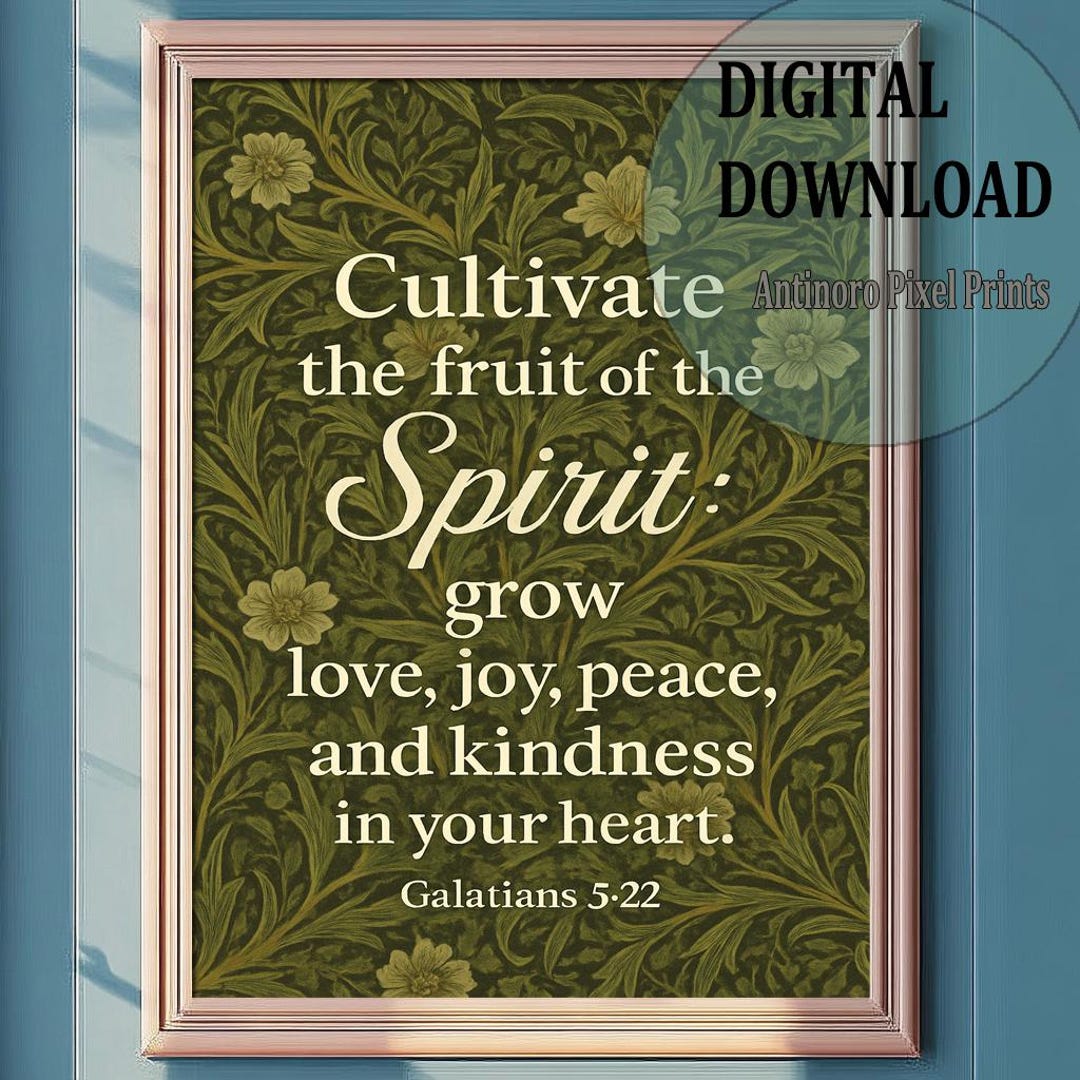 Inspiration Green Modern Bible Verse Art – Galatians 5:22 – Mid-century ...