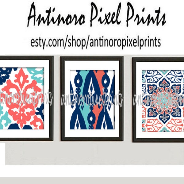 Navy and Coral - Etsy