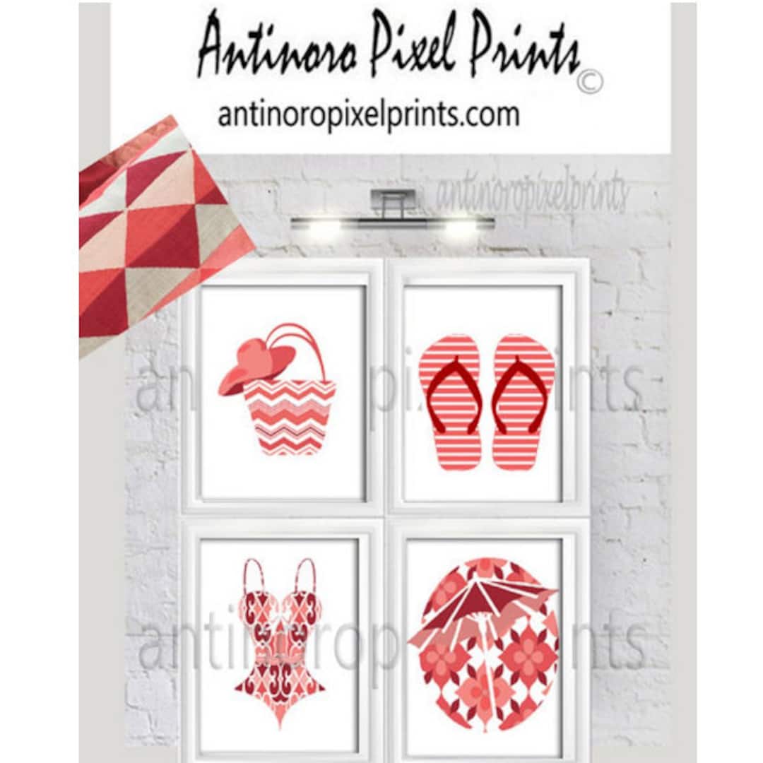 Beach Art Print Fun Art Set of Prints Wall Art Set Flip - Etsy