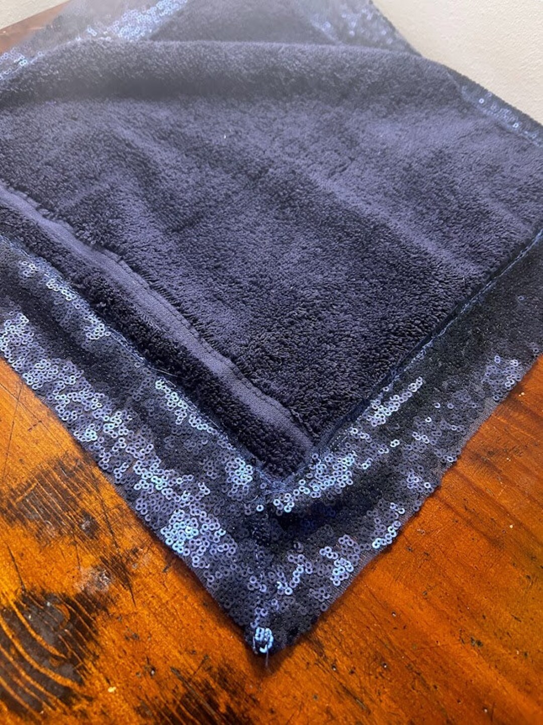 Navy Thick Washcloth With Navy Sequin Lace Ministry Towel - Etsy