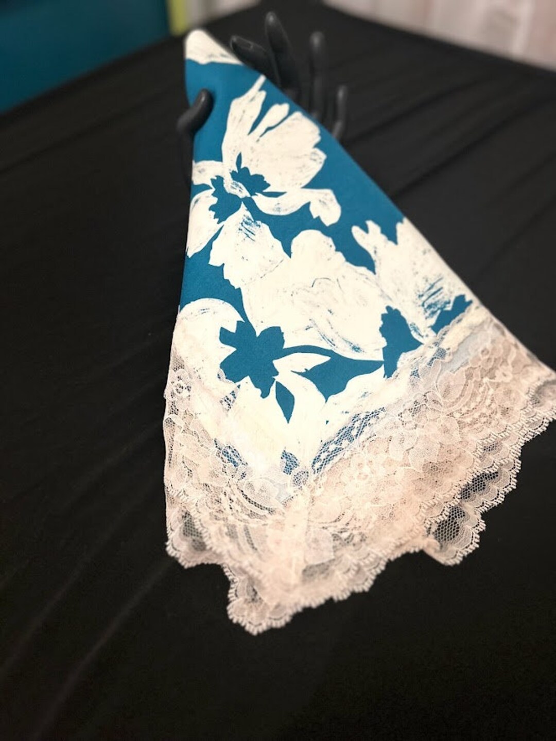 Teal and Cream Flower Thick Cotton Lap Scarf Tailor Size - Etsy