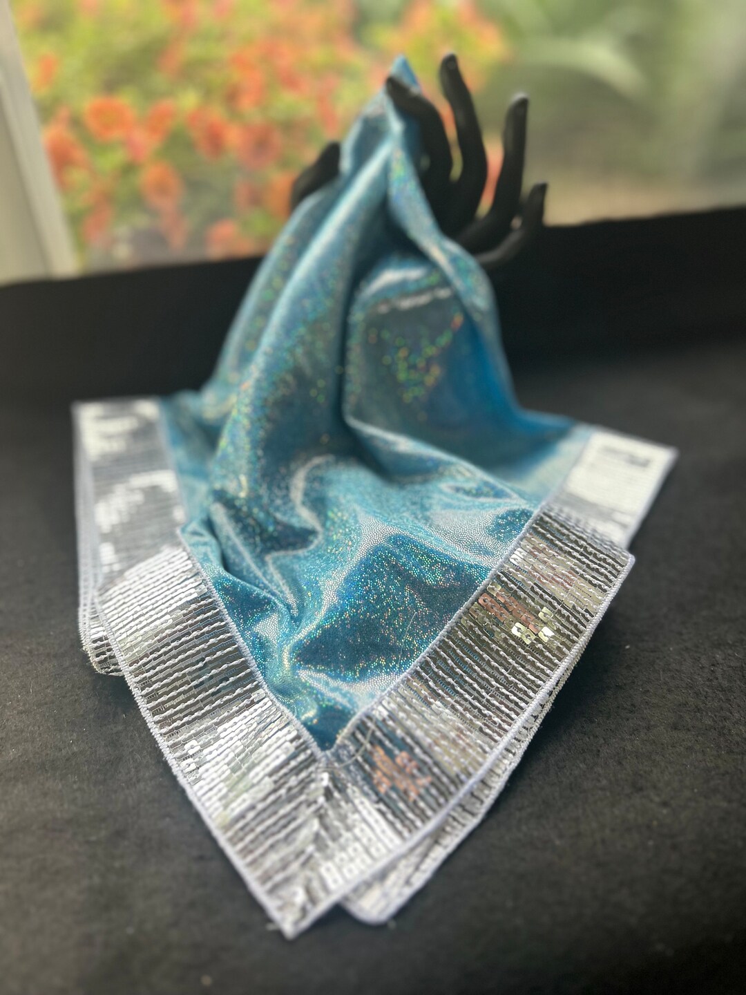 Light Blue Lyric Sparkle With Silver Sequin Modesty Lap Scarf 23x23 ...