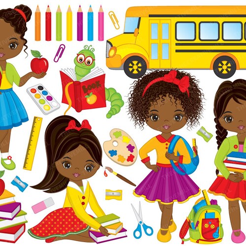 Back to School Clipart Vector School Clipart African - Etsy Ireland