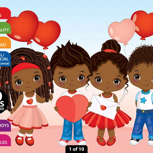 Valentines Day Kids Clipart Vector Love Kids Clipart Cute - Etsy