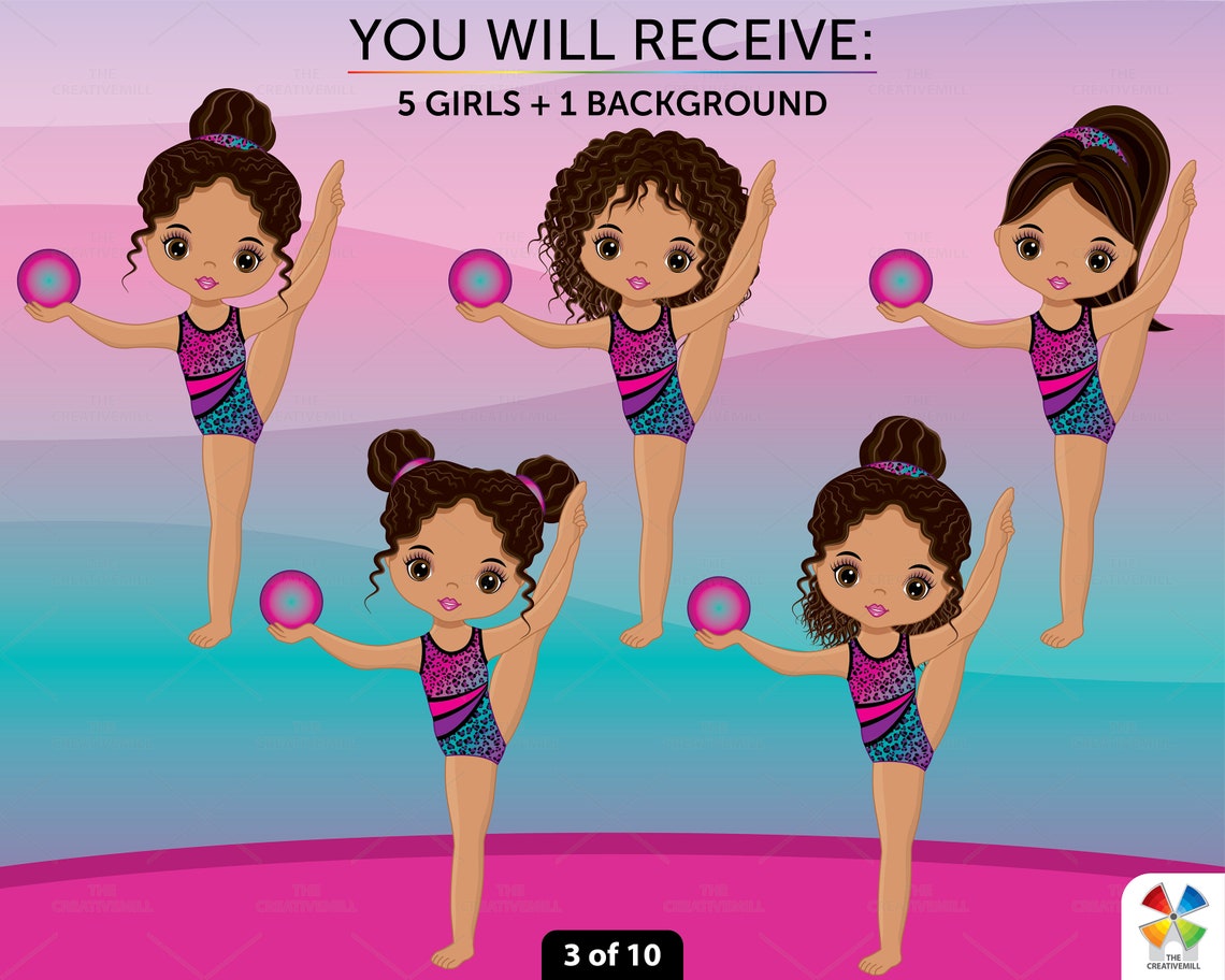 Gymnastics Clipart Vector Gymnast Cute Girl Sport Kid - Etsy