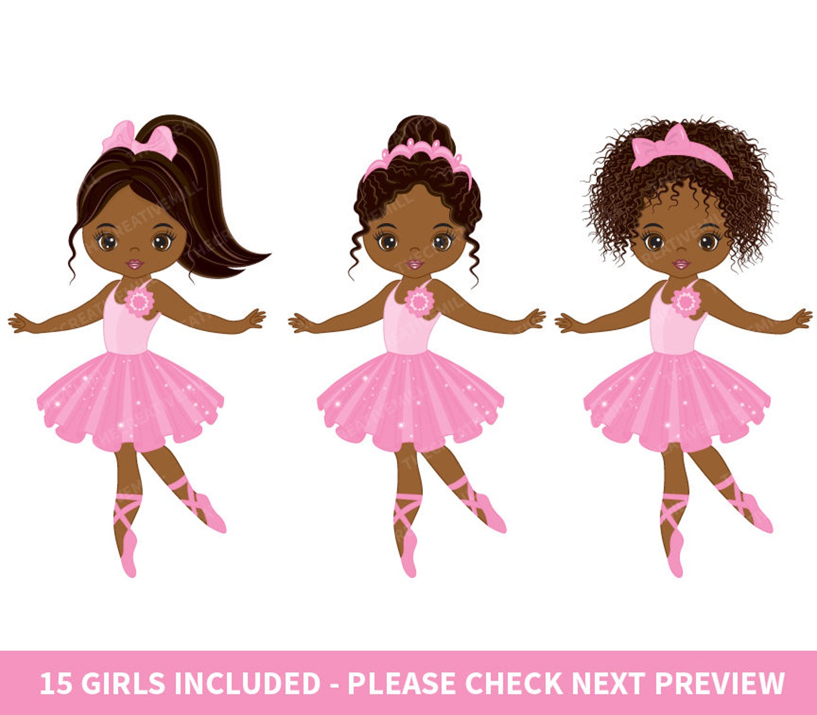 Ballerina Clipart Vector Ballerina Clipart African American | Etsy