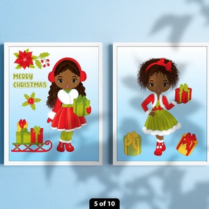 Christmas Girls Clipart - Vector Christmas Girls Clipart, African ...