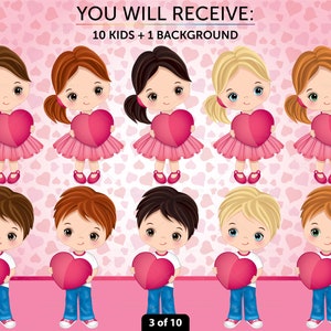 Valentines Day Clipart, Vector Valentine Day, Boy and Girl, Love, Heart ...