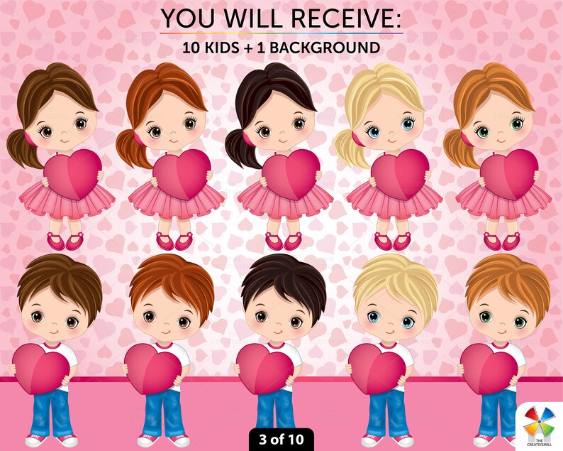 Valentines Day Clipart Vector Valentine Day Boy and Girl - Etsy