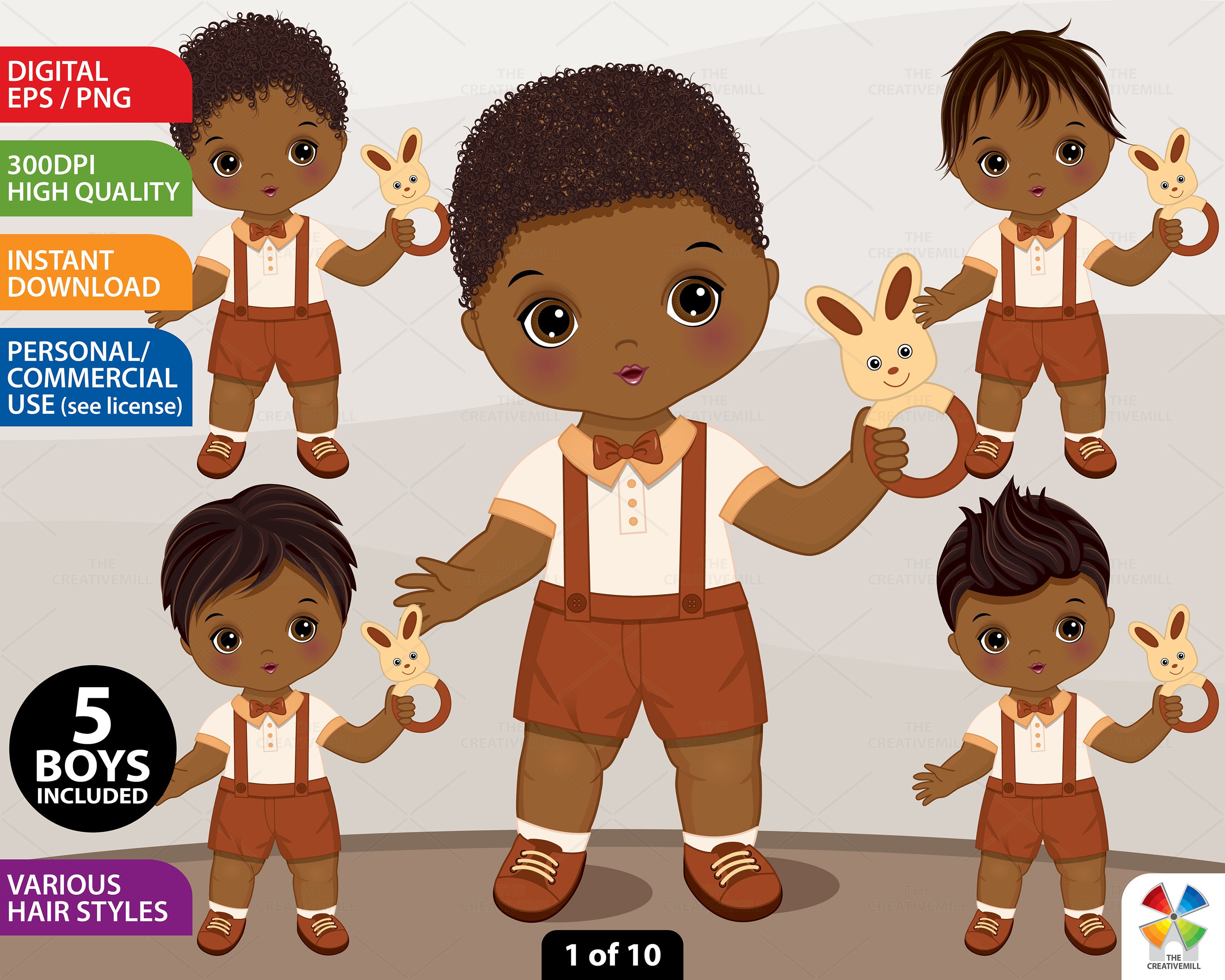 Baby Boho Clipart Vector Bohemian Clipart Black Baby Boy - Etsy