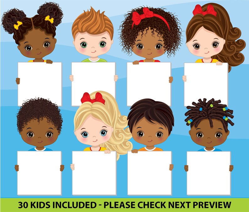 Kids Holding Frames Clipart Vector Student Clipart African | Etsy