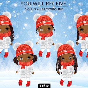 Christmas Girl Clipart, Vector Little Girl, Doll, Afro Character ...