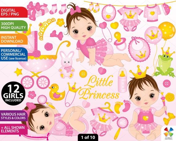 Baby Girl Clipart Vector Princess Clipart Baby Clipart - Etsy